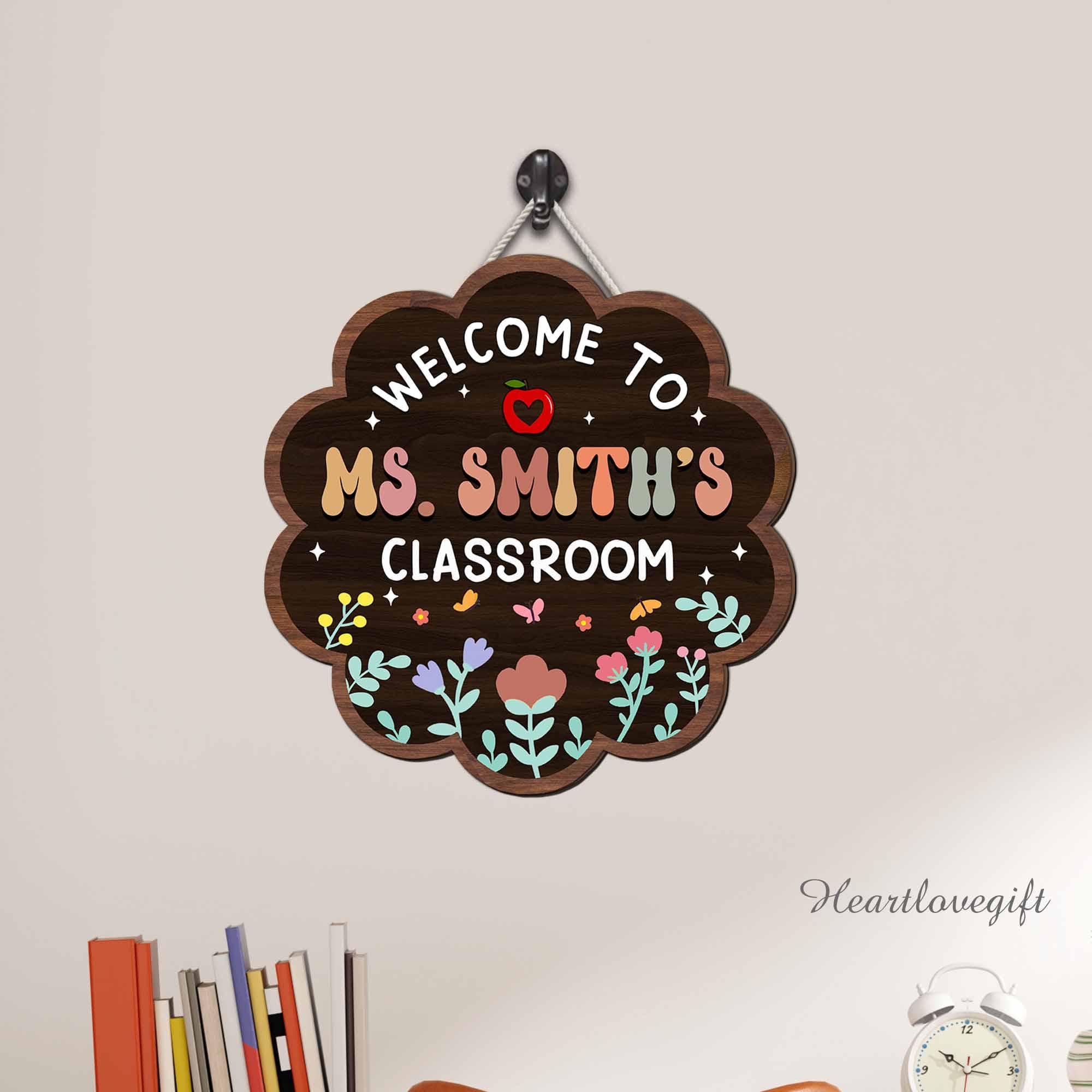 Floral Teacher Door Hanger, Back to School Gift, Classroom Decor High ...
