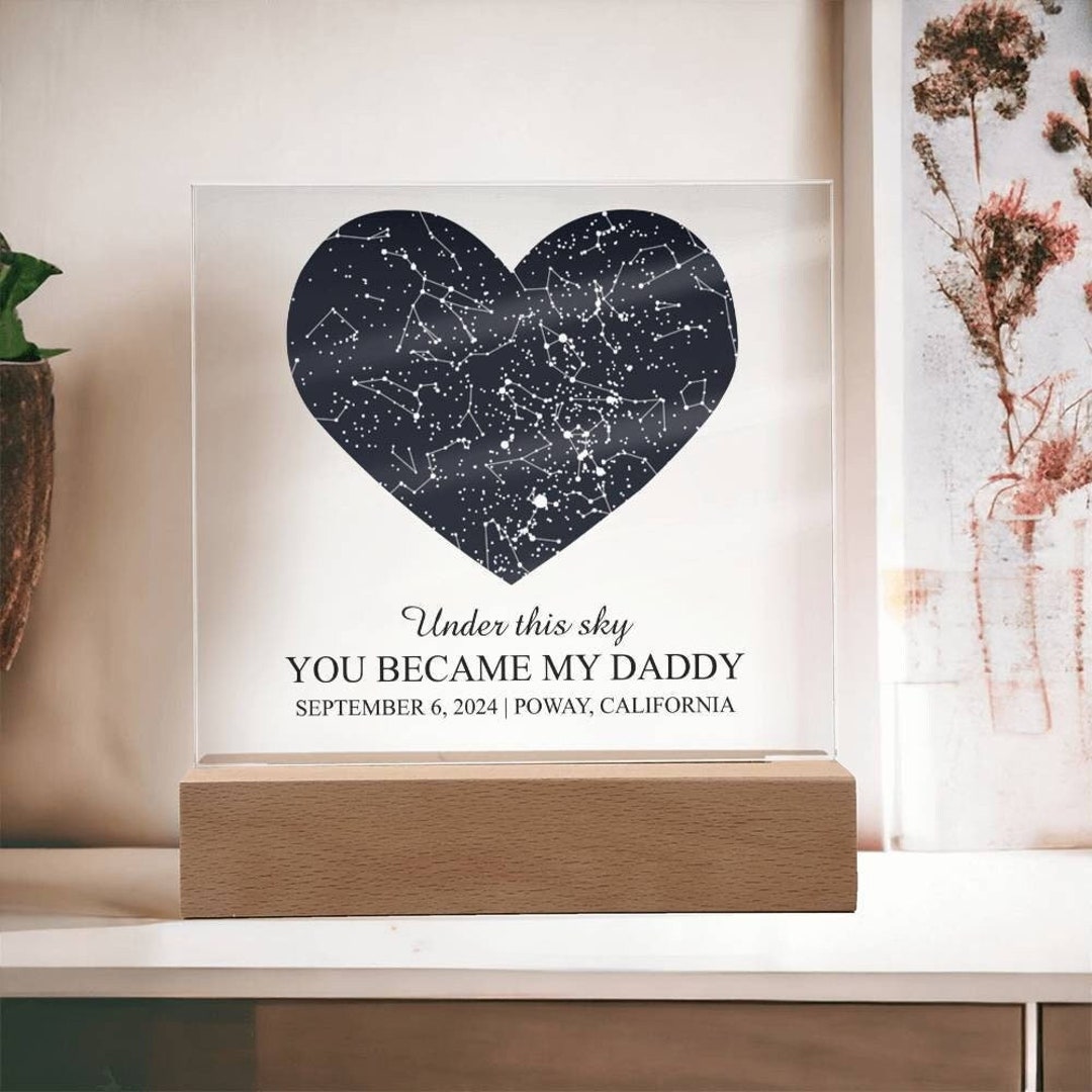 The Day You Became My Dad Gift, Custom Night Sky Plaque for Dad on ...