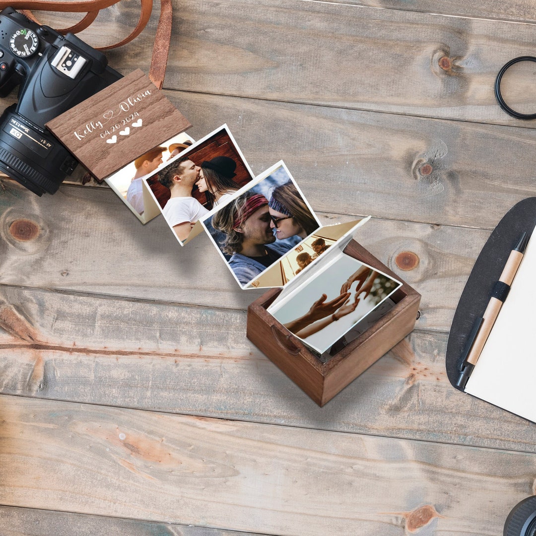 Pull Out Photo Album, Anniversary Collection Gift, Personalised Wooden ...