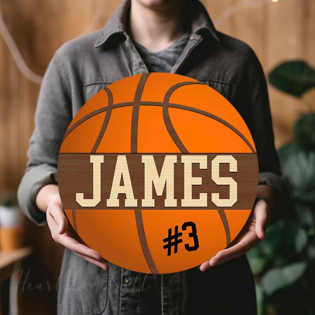 Personalized Basketball Door Sign, Kids Room Sign, Round Wood Sign ...