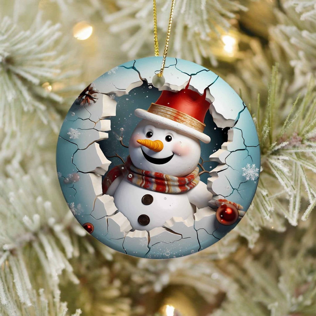 3D Snowman Christmas Ornament, 3D Snowman Ornament, Christmas Tree ...