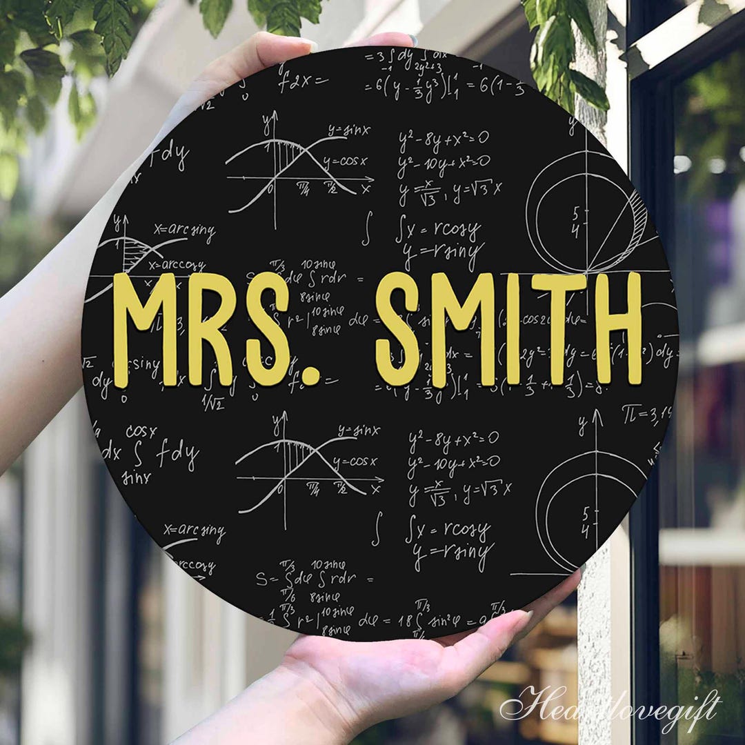 Custom Math Teacher Door Sign, Back to School Hang Gift, Math Teacher ...