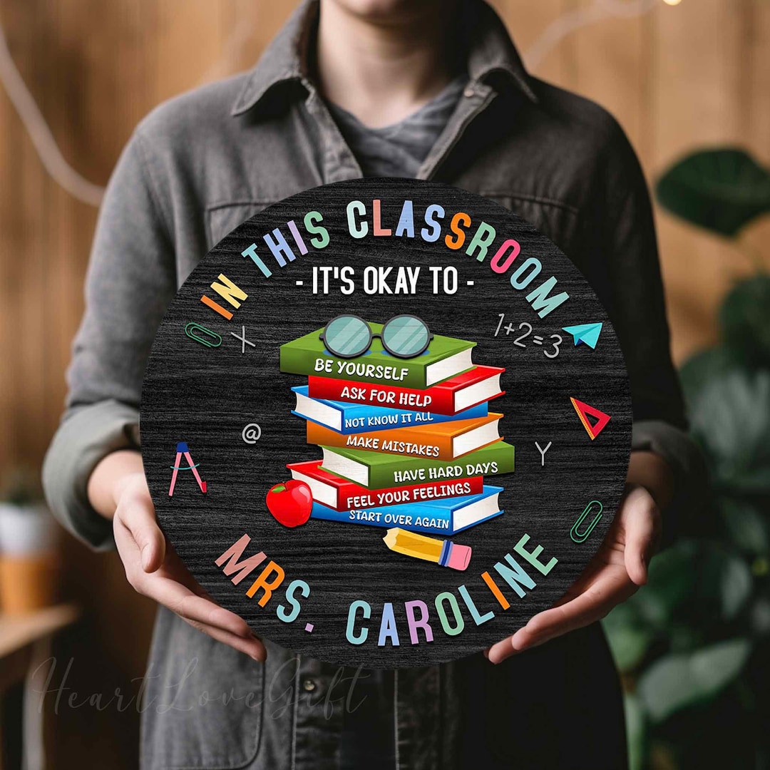 Personalized Teacher Door Hanger, Custom Teacher Door Sign Gift ...