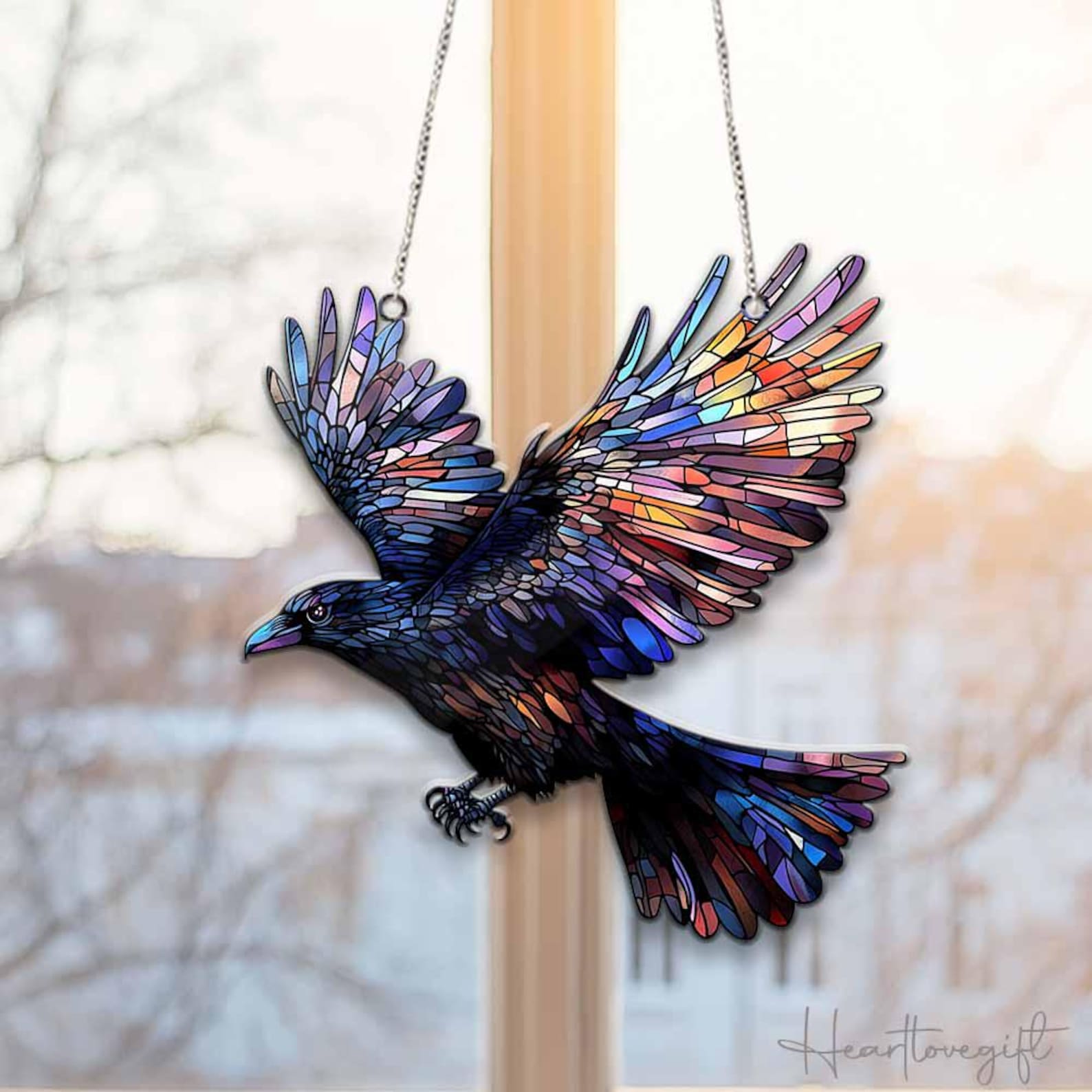 Raven Acrylic Suncatcher Window Hanging, Gothic Suncatcher Raven Crow ...