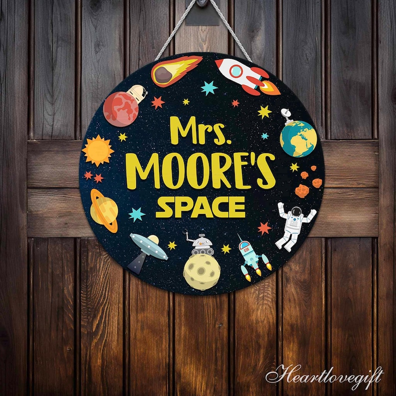Custom Space Themed Door Sign, Custom Teacher Door Sign, Space Sign for ...