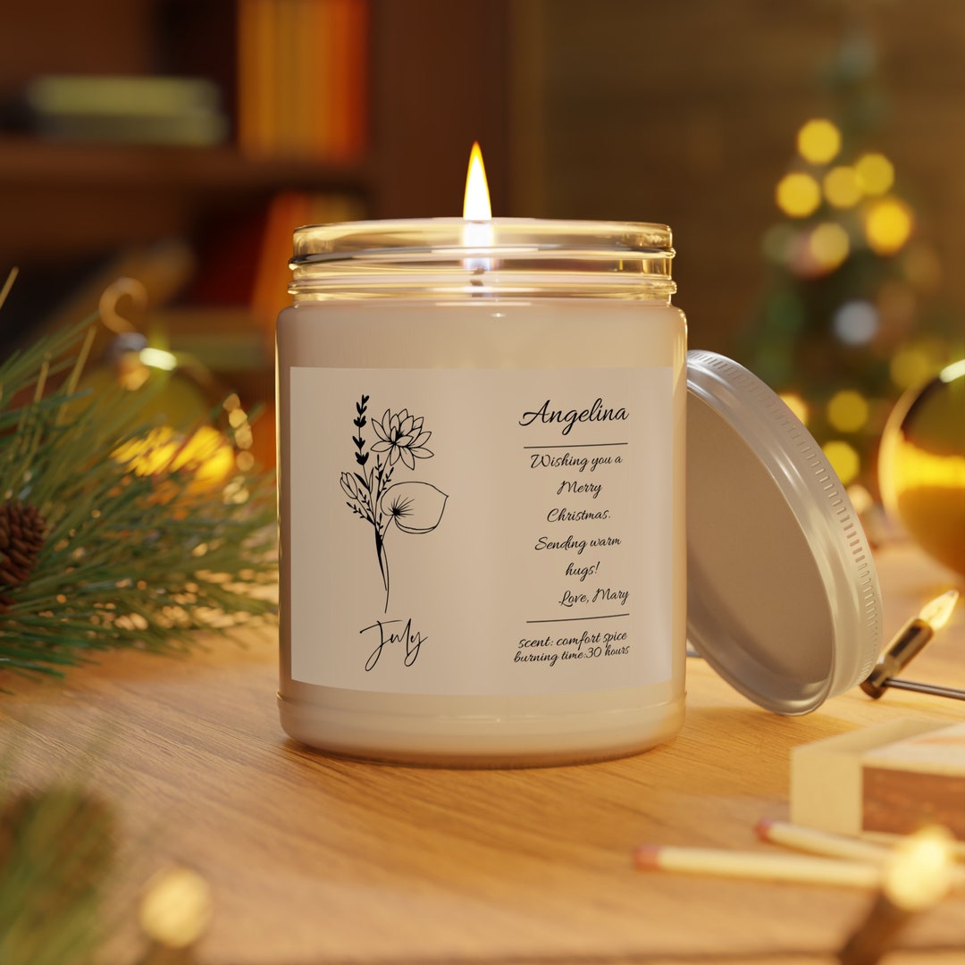 Personalized Birth Flower Candle Gift, Birthday Gifts, Gift for Her ...