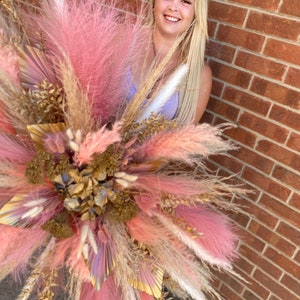 Xxl Pink and Gold Pampas Wall | Swag | Arch Hoop | Salon | Pampas Wings ...
