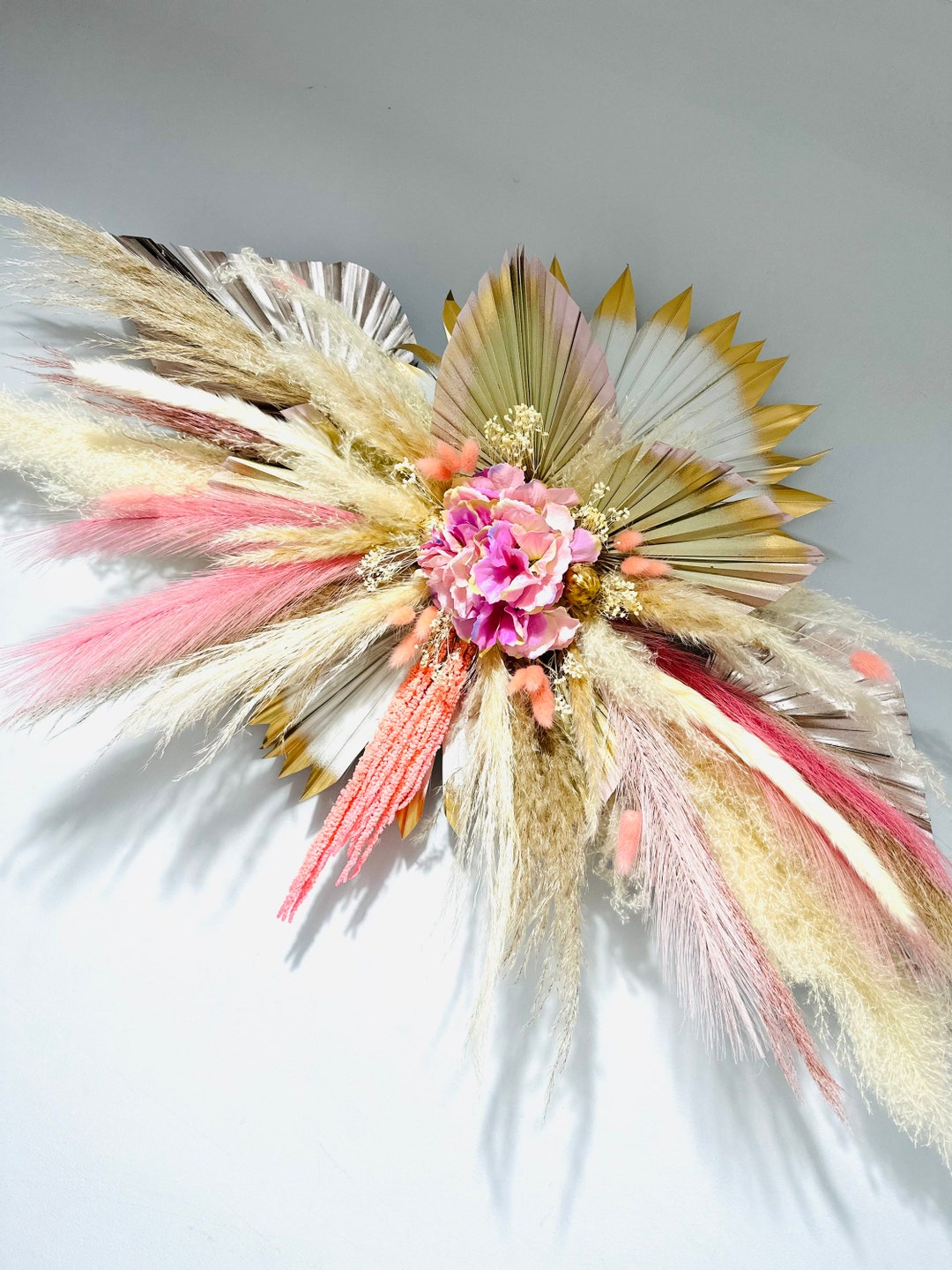 XXL Pink and Gold Pampas Wall Art | Pampas Statement | Pampas Salon ...