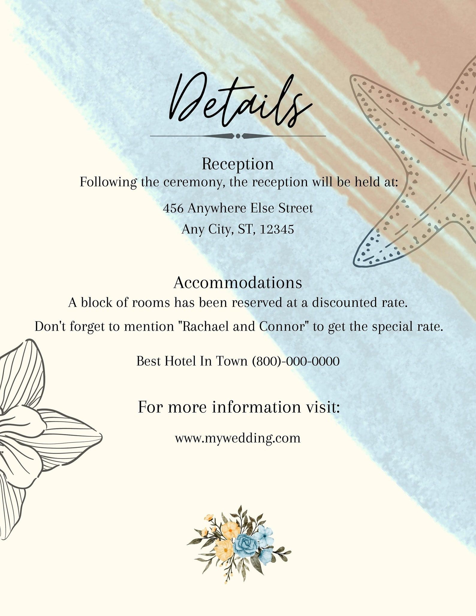 Summer Themed Wedding Invitation, RSVP and Details, Canva Printable ...