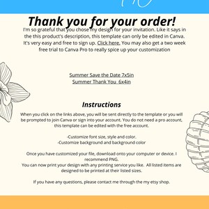 Summer Themed Save the Date and Thank You, Canva Printable Template - Etsy