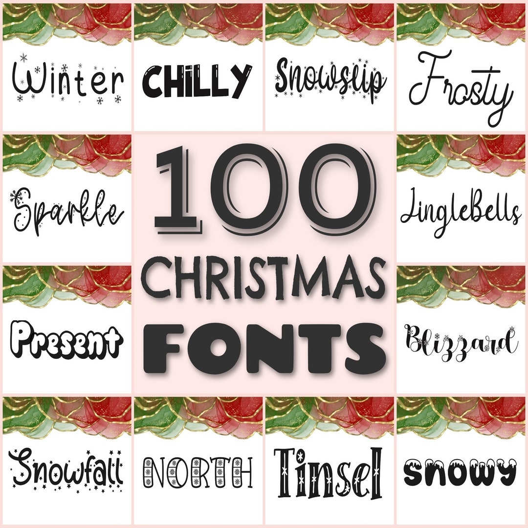 100 Christmas Font Bundle, Holiday Fonts for Cricut & Canva, Snow ...