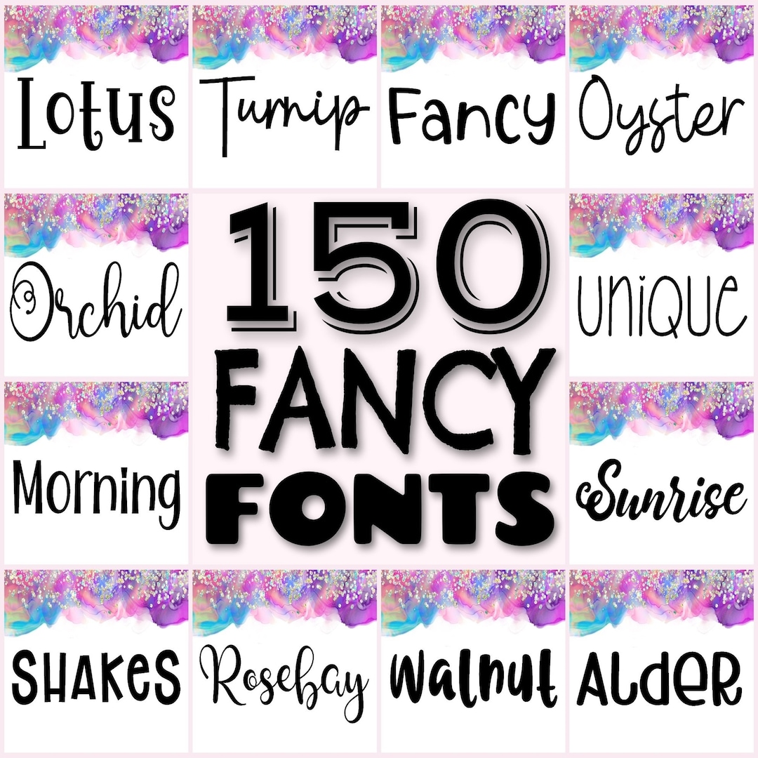 150 Fancy Fonts Bundle, Cute Fonts Pack, Luxurious Fonts, Digital ...