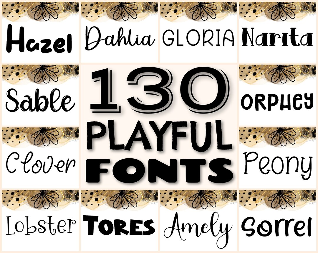 130 Playful Fonts Bundle Script Font Pack Serif Font Set - Etsy