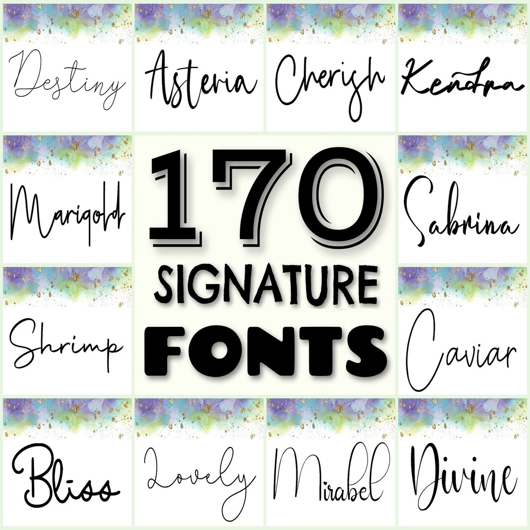 170 Signature Fonts Bundle, Thin Fonts, Script Font Pack, Cursive Font ...