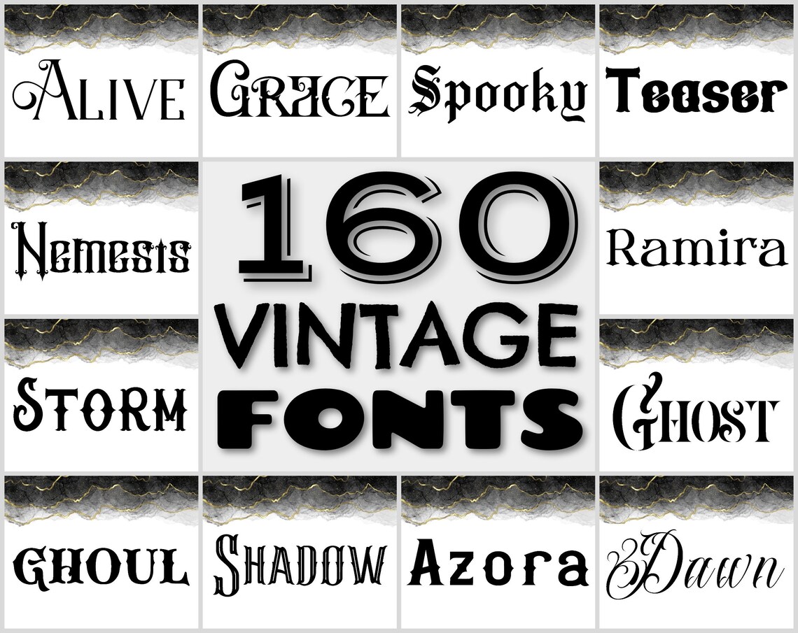 160 Vintage Font Bundle Retro Fonts Set Antique Fonts - Etsy Australia