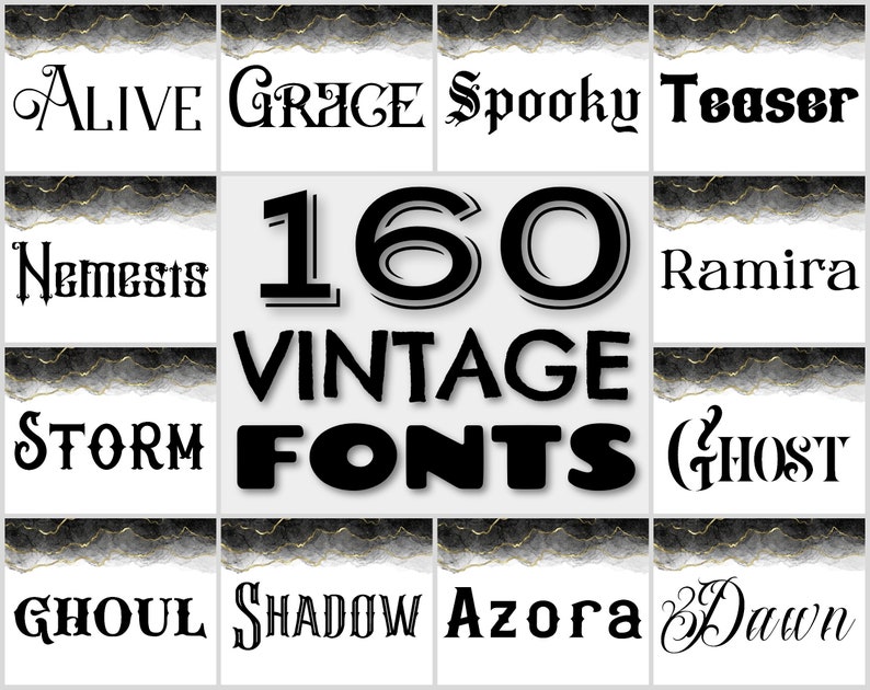 160 Vintage Font Bundle Retro Fonts Set Antique Fonts - Etsy