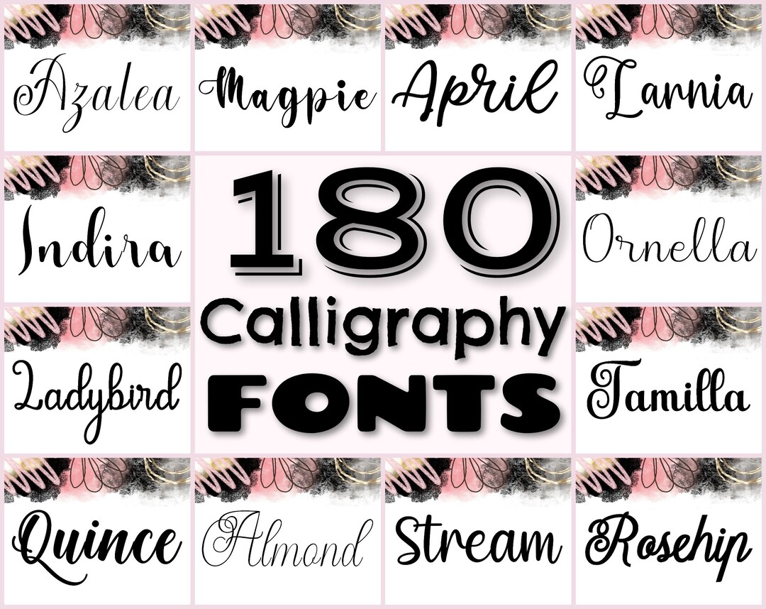 180 Calligraphy Fonts Bundle Script Font Pack Cursive Font - Etsy