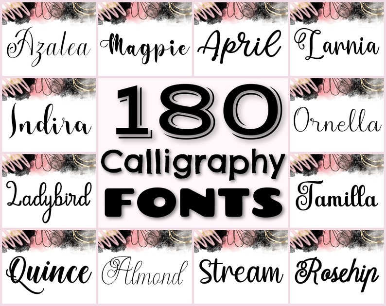 180 Calligraphy Fonts Bundle Script Font Pack Cursive Font - Etsy