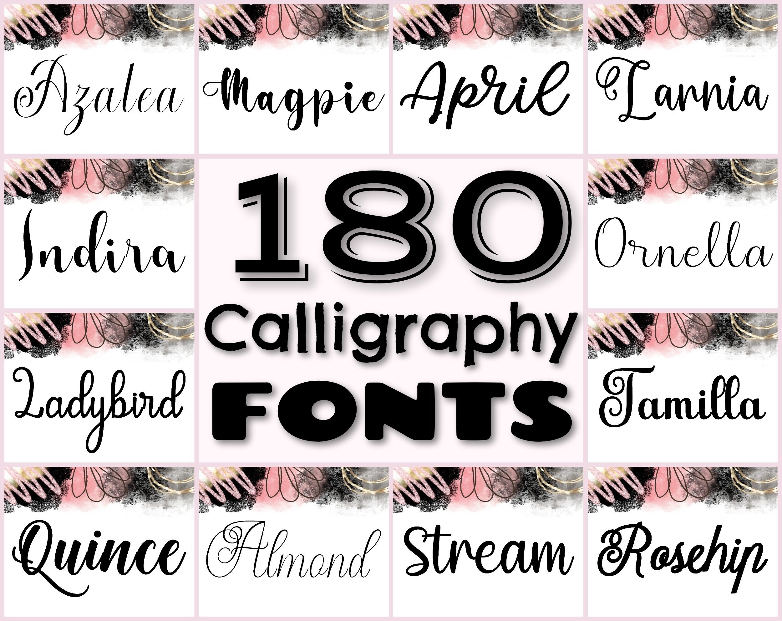 180 Calligraphy Fonts Bundle Script Font Pack Cursive Font - Etsy
