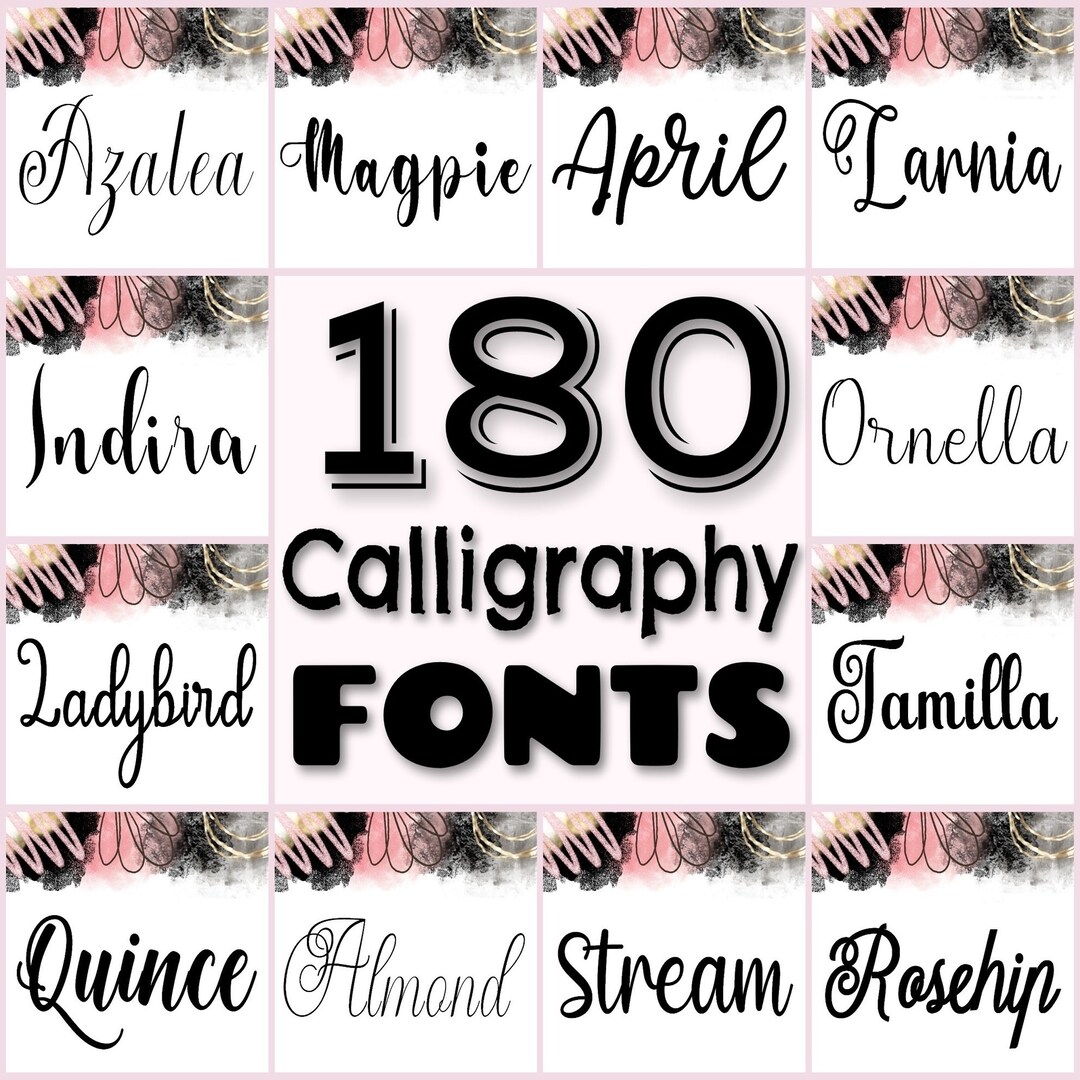 180 Calligraphy Fonts Bundle, Script Font Pack, Cursive Font Set ...