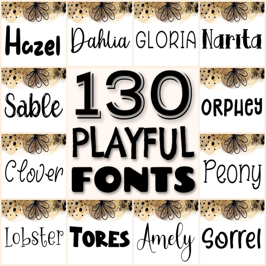 130 Playful Fonts Bundle, Script Font Pack, Serif Font Set, Handwritten ...