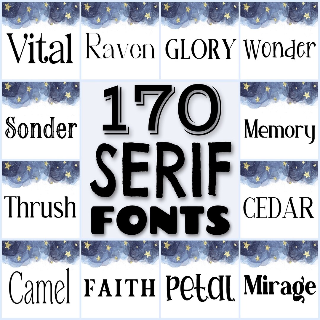 170 Serif Fonts Bundle, Classic Fonts, Logo Font Pack, Modern Font Set ...