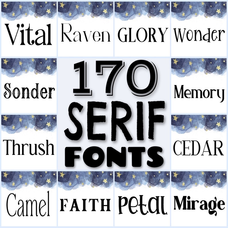 170 Serif Fonts Bundle, Classic Fonts, Logo Font Pack, Modern Font Set ...