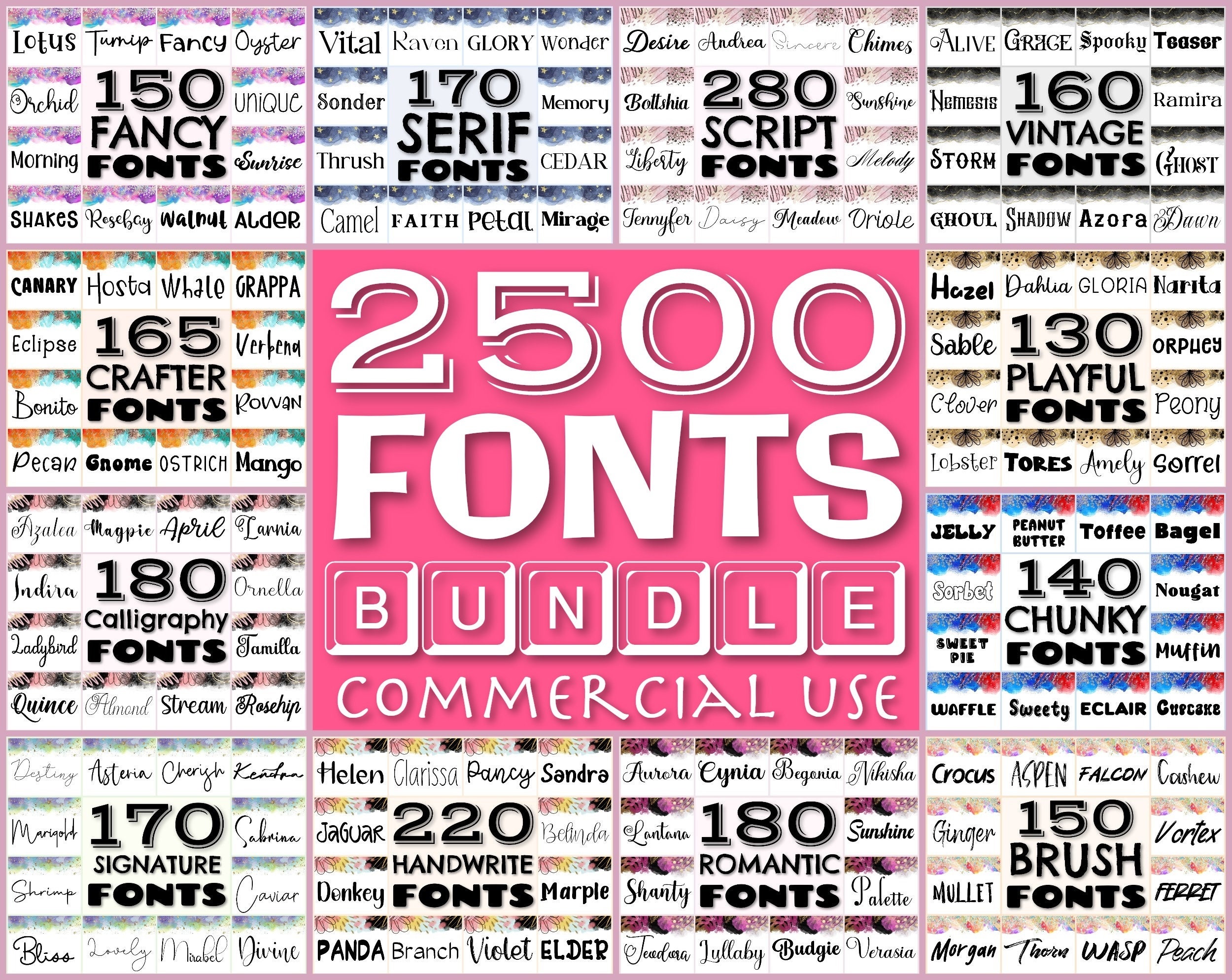 2500 Fonts Bundle Script Fonts Set Craft Fonts Pack - Etsy Canada