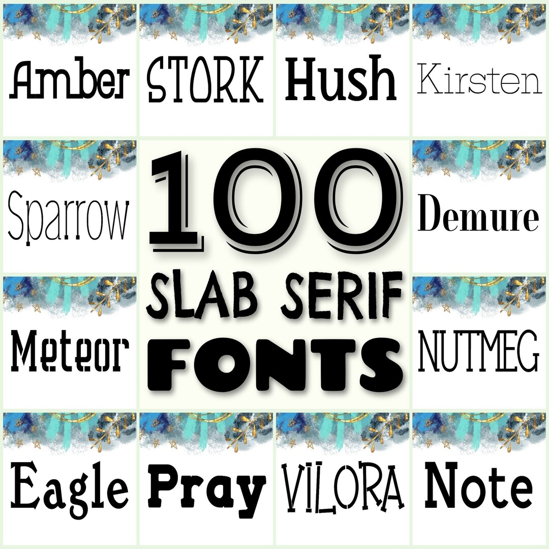 100 Slab Serif Font Bundle, Professional Modern Typography, Retro ...