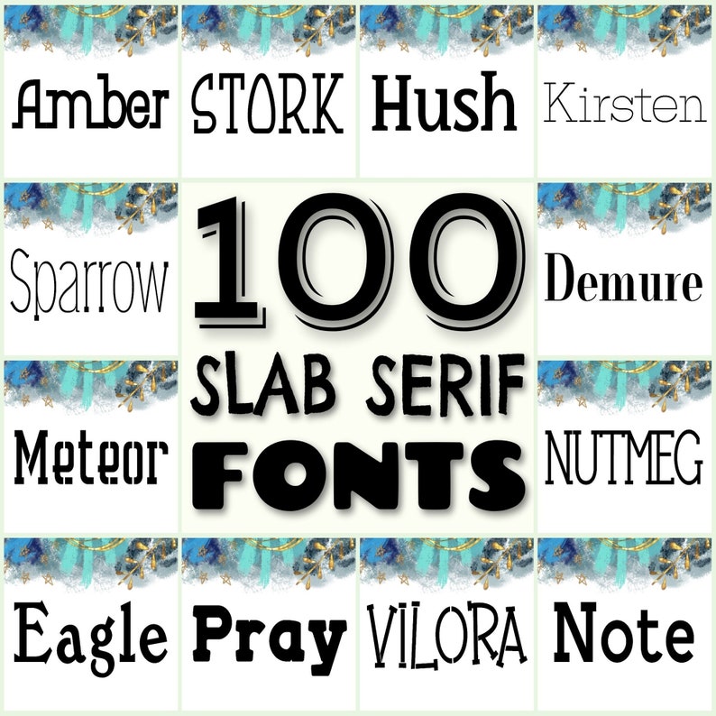 100 Slab Serif Fonts Bundle, Logo Fonts, Retro Font Pack, Stylish Fonts ...