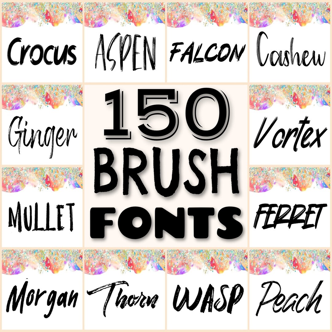 150 Brush Fonts Bundle, Brush Font Pack, Rough Digital Font ...