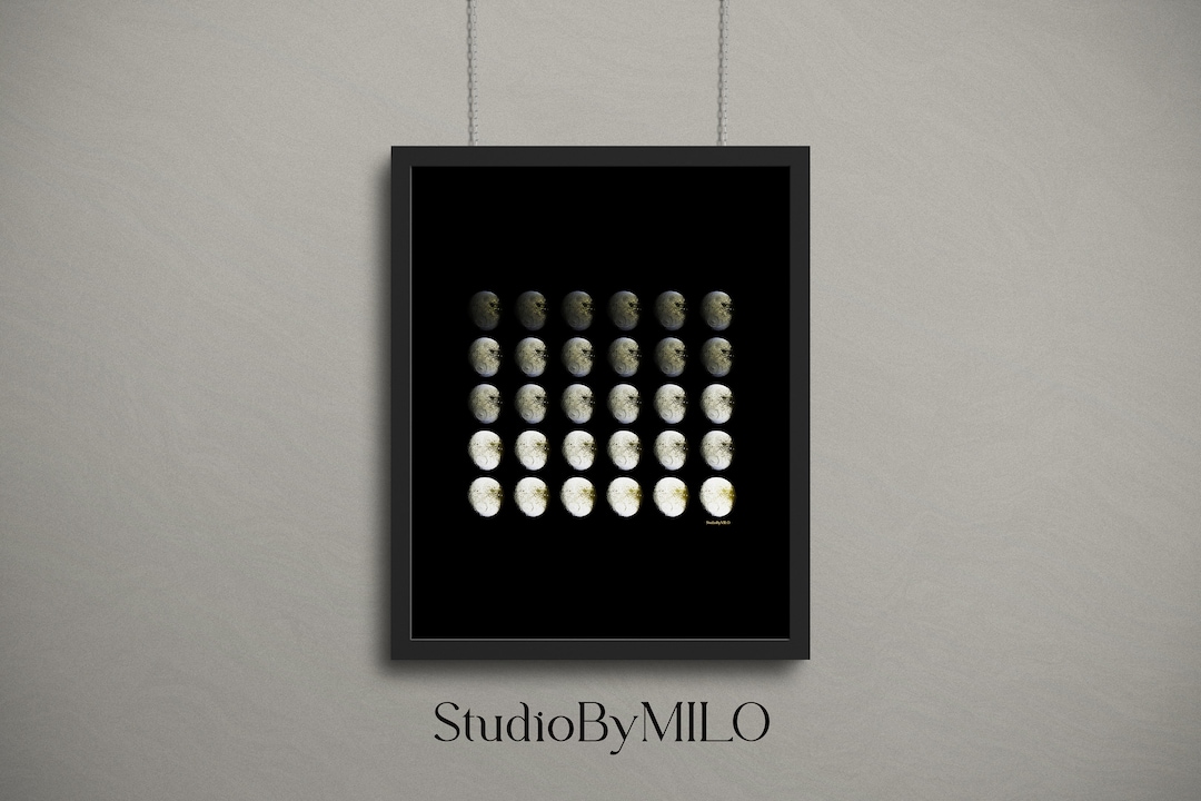 Space Poster, Moon Phases, Office Poster, Monochrome, Minimalistic ...