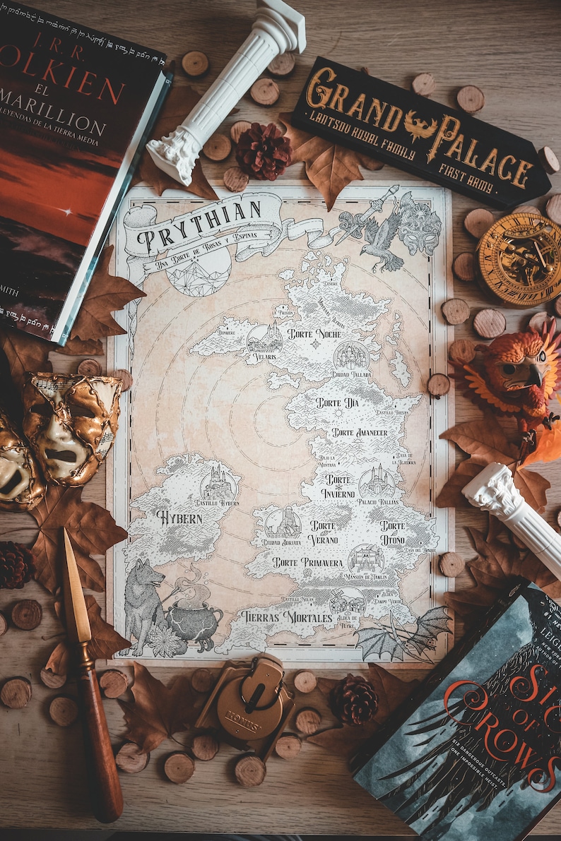 El Mapa de Prythian. ACOTAR Ilustración FanArt hecha por - Etsy Portugal