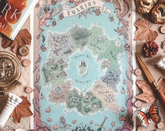 Emarion Wooden Laser Engraved Map, the Kindred's Curse Saga by Penn ...