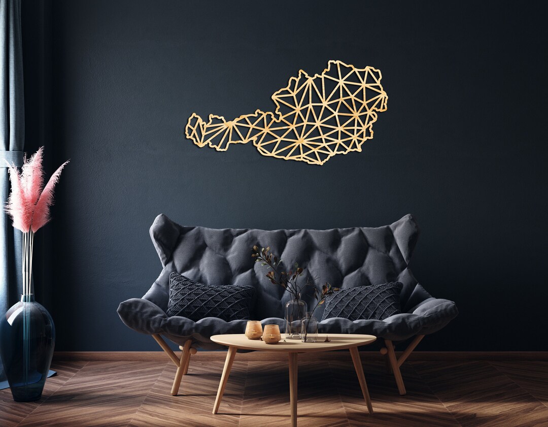 Austria Map Wall Decor From Wood, Hanging Sign, Wooden Wall Art ...