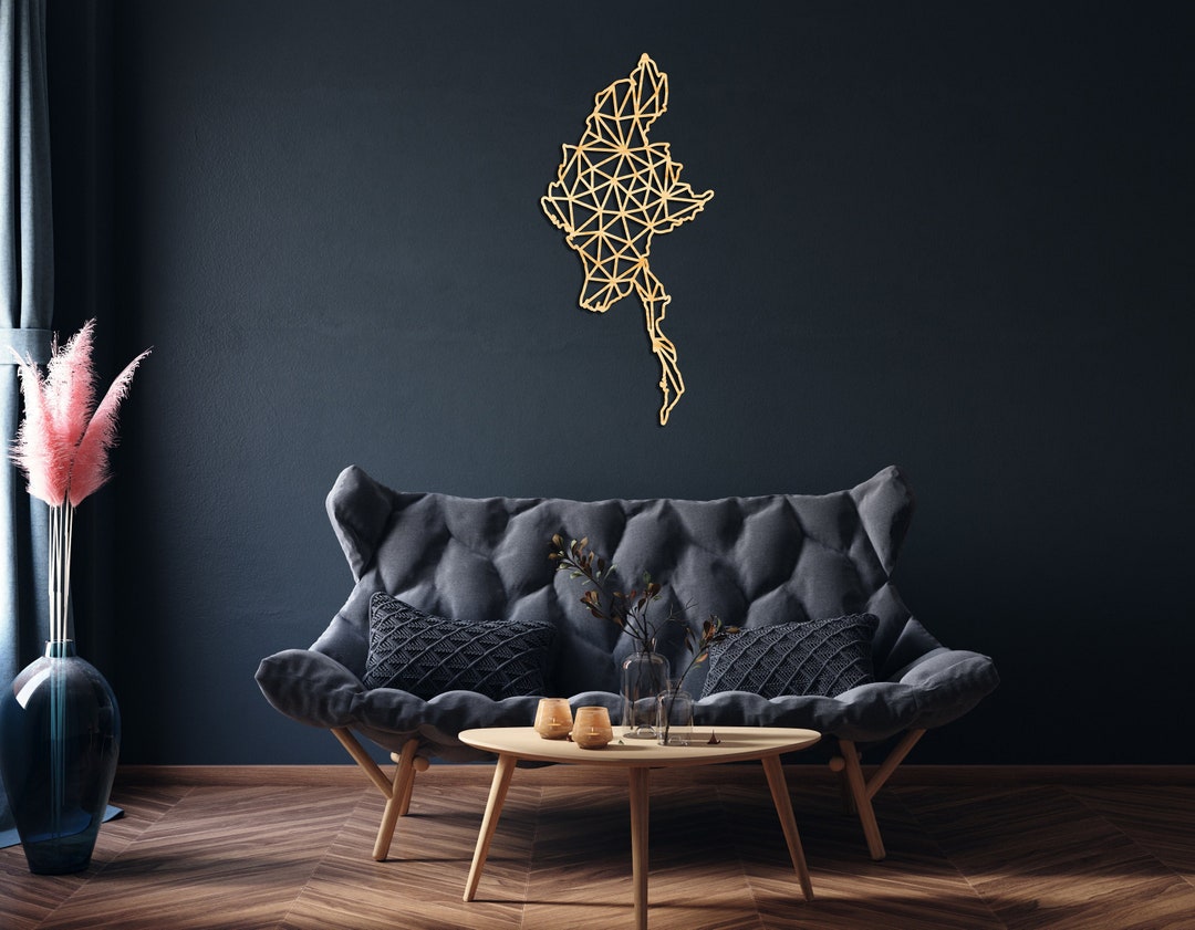 Myanmar Map Wall Decor From Wood, Hanging Sign, Wooden Wall Art ...