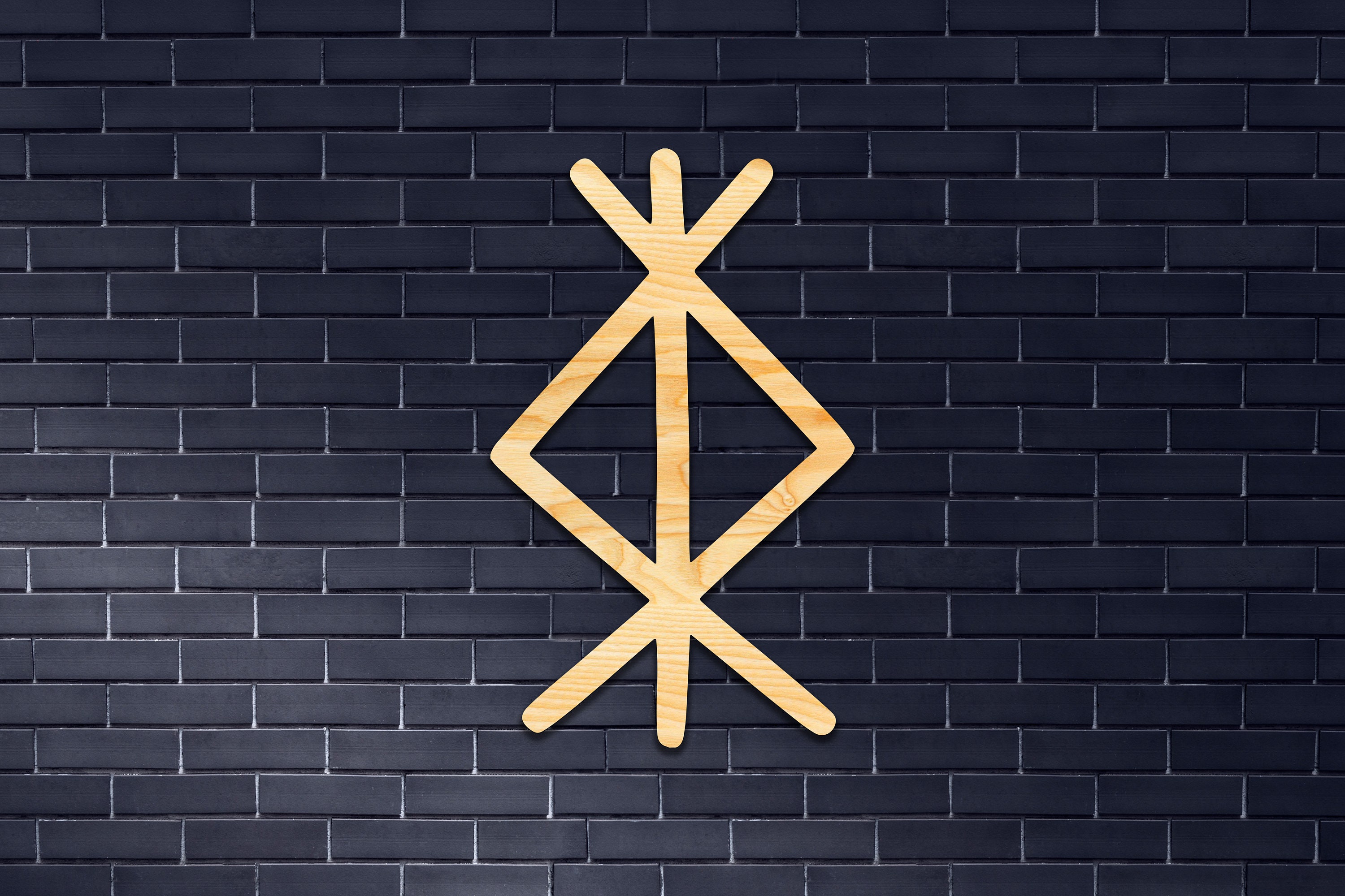 Protection Bindrune Wall Decor From Wood, Hanging Sign, Wooden Wall Art ...