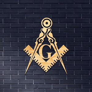 Masonic Square and Compasses Wall Decor From Wood, Hanging Sign, Wooden ...