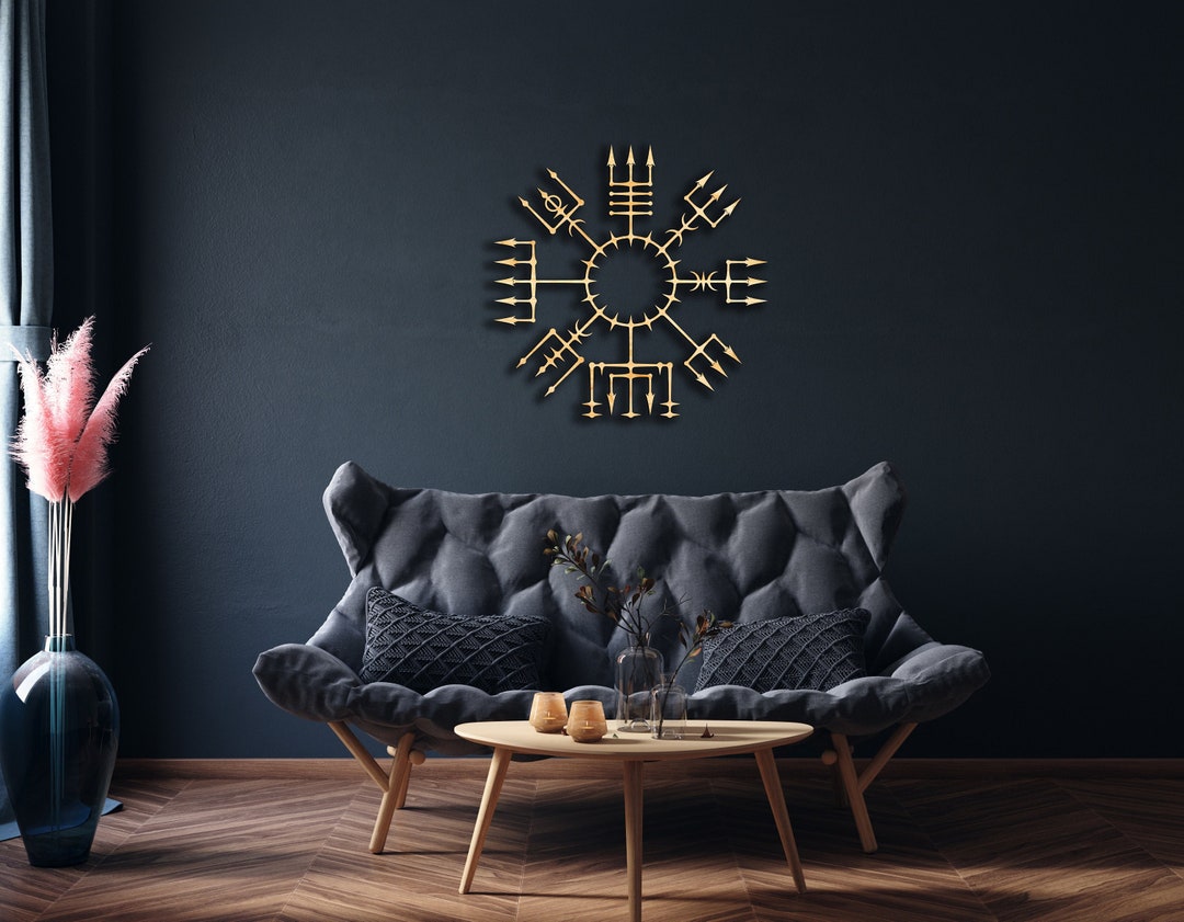Vegvisir Runic Compass Wall Decor From Wood, Hanging Sign, Wooden Wall ...
