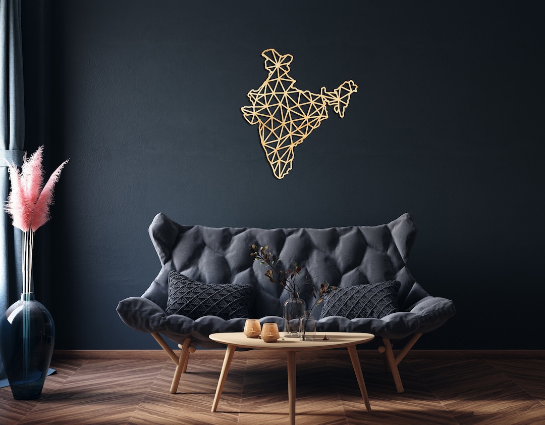 India Map Wall Decor From Wood, Hanging Sign, Wooden Wall Art, Country ...