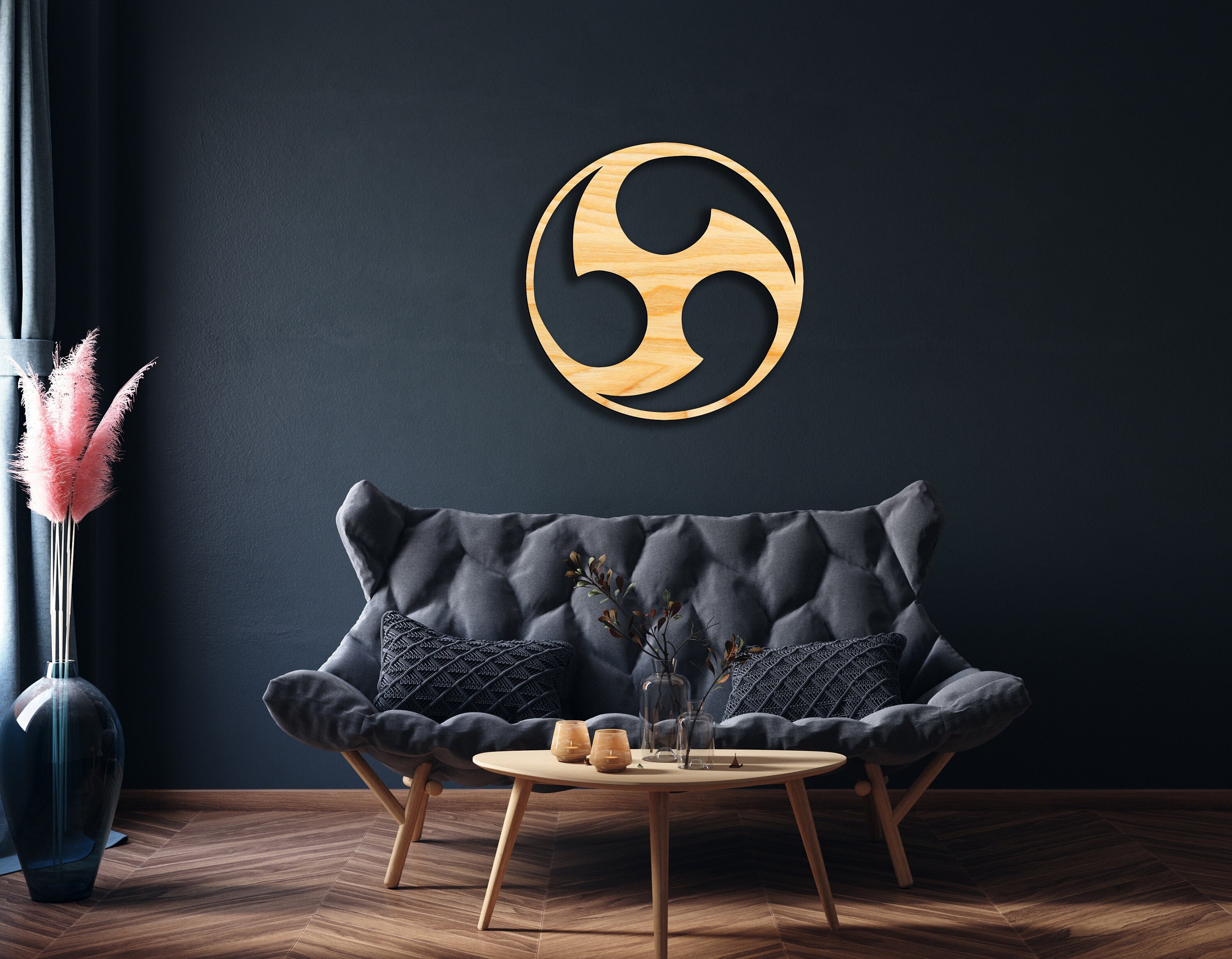 Mitsu Tomoe Wall Decor From Wood, Hanging Sign, Wooden Wall Art ...