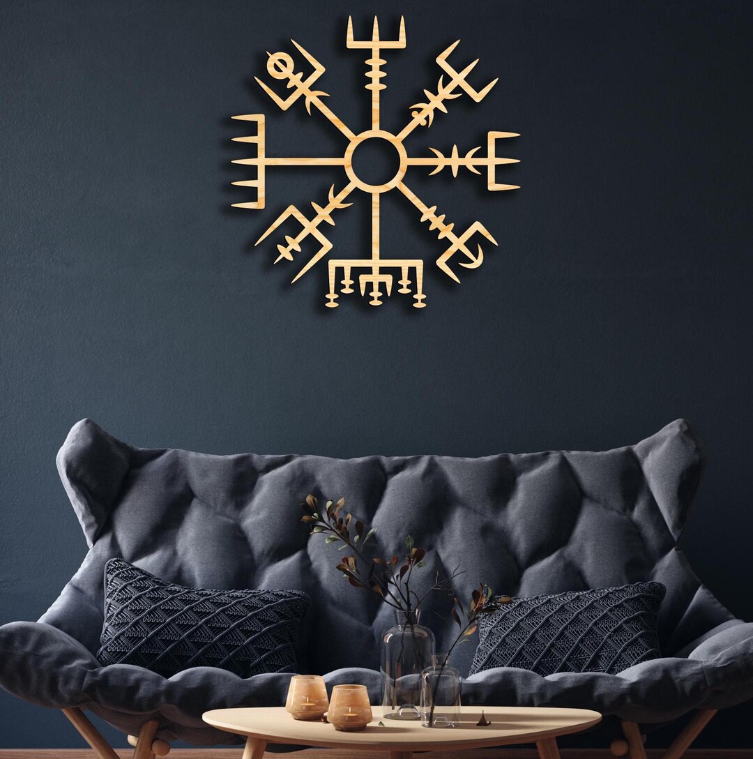 Vegvisir Runic Compass Wall Decor From Wood, Hanging Sign, Wooden Wall ...