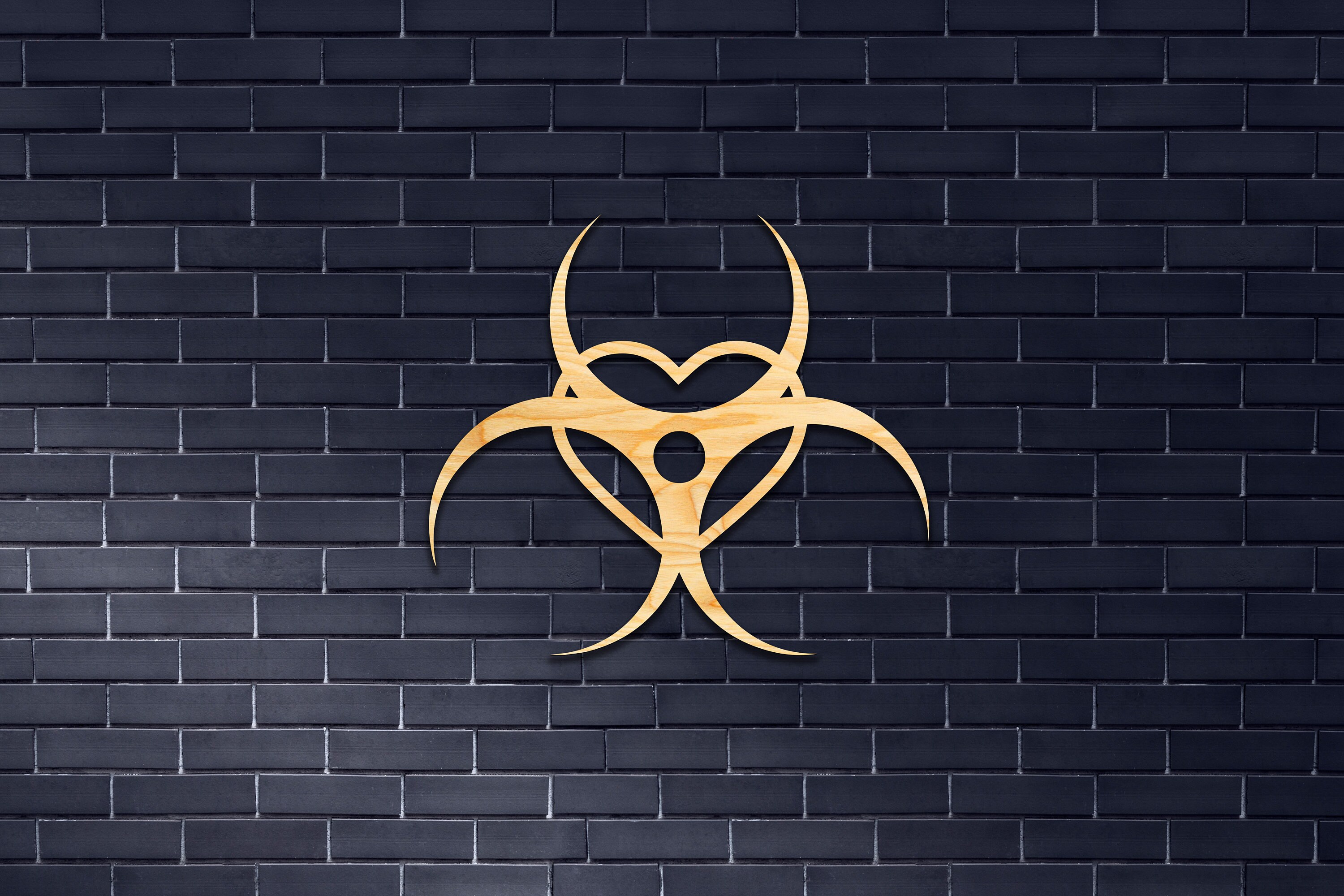Biological Hazard Heart Symbol Wall Decor From Wood, Hanging Sign ...