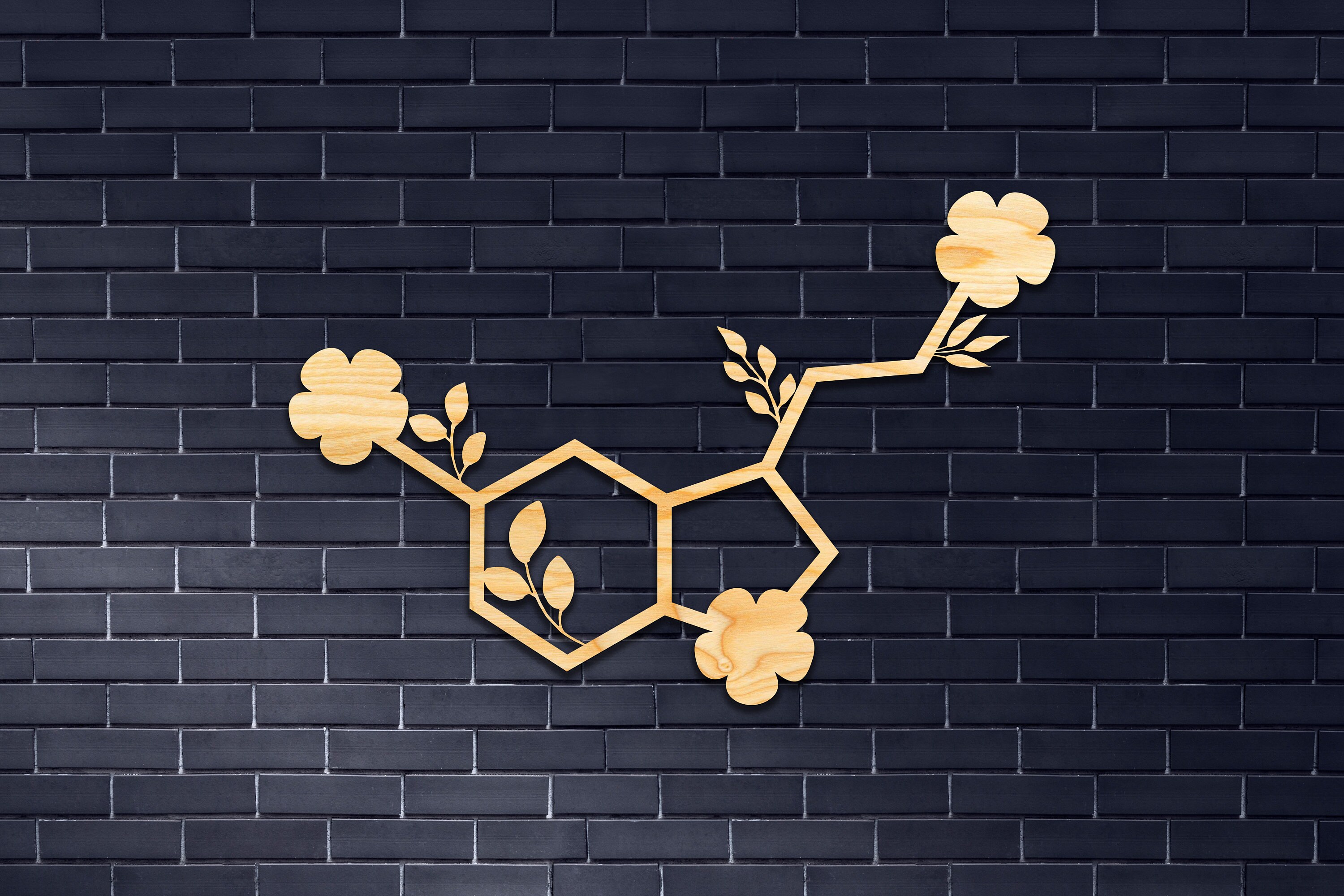 Serotonin Molecule Flower Wall Decor From Wood Hanging Sign - Etsy