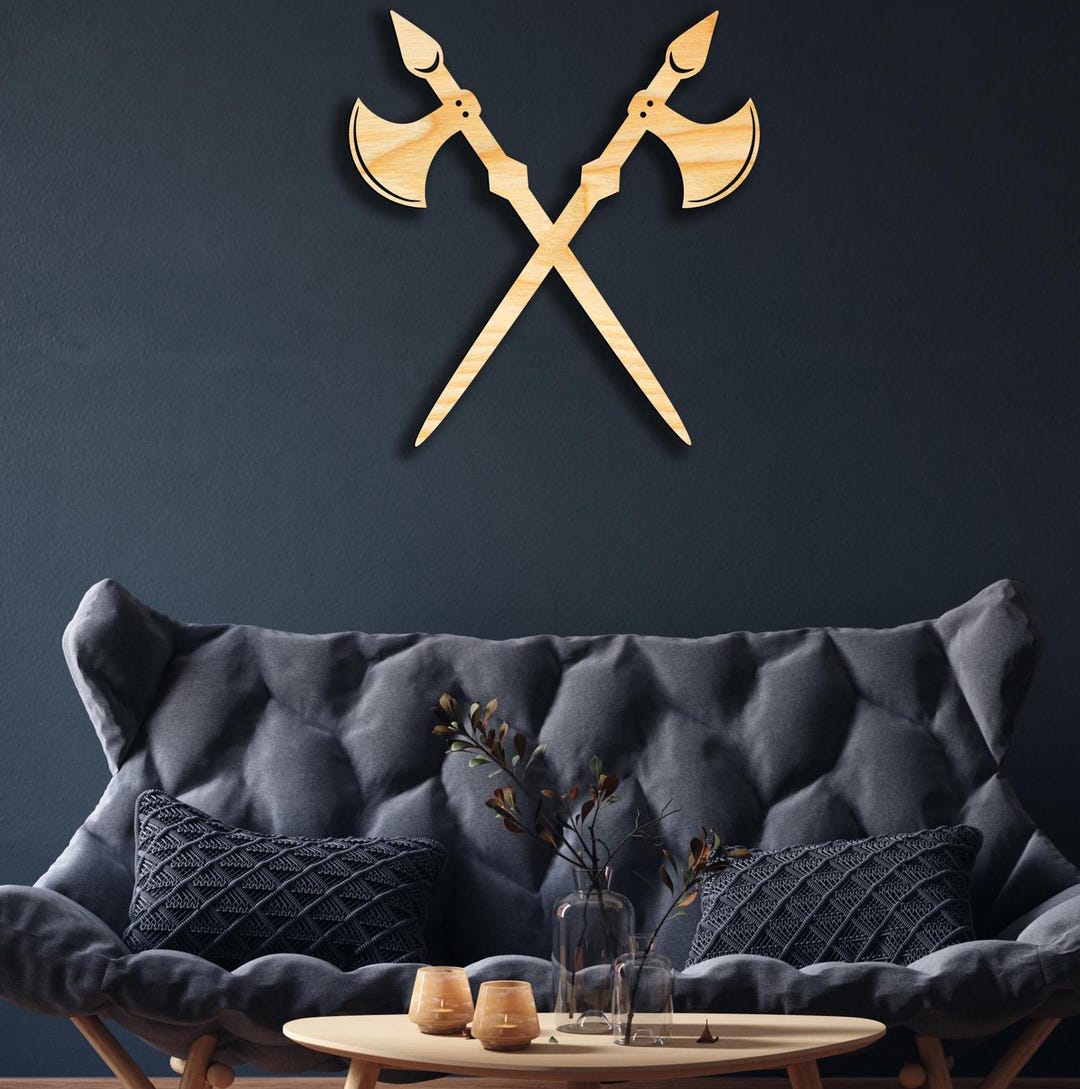 Crossed Axes Wall Decor From Wood, Hanging Sign, Wooden Wall Art ...