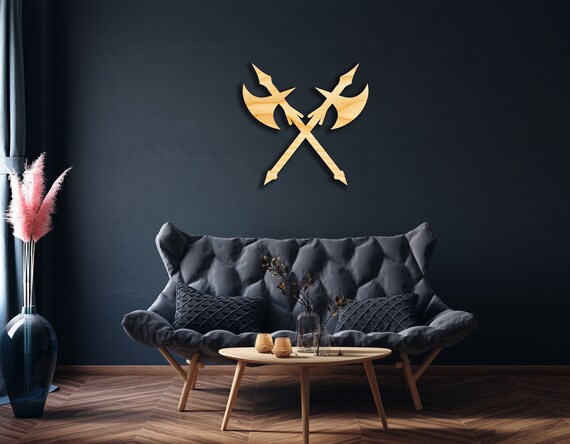 Crossed Axes Wall Decor From Wood Hanging Sign Wooden Wall - Etsy