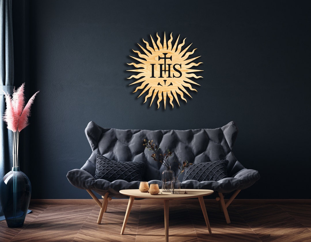 Society of Jesus IHS Jesuits Wall Decor From Wood, Hanging Sign, Wooden ...
