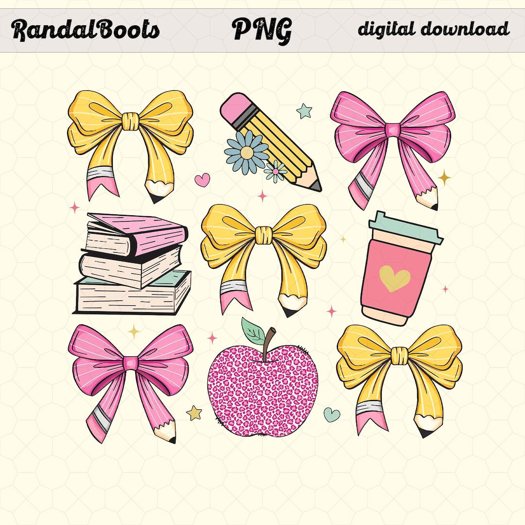 Coquette Teacher Png, Pencil Coquette Bow Png, Teacher Life, Teacher ...
