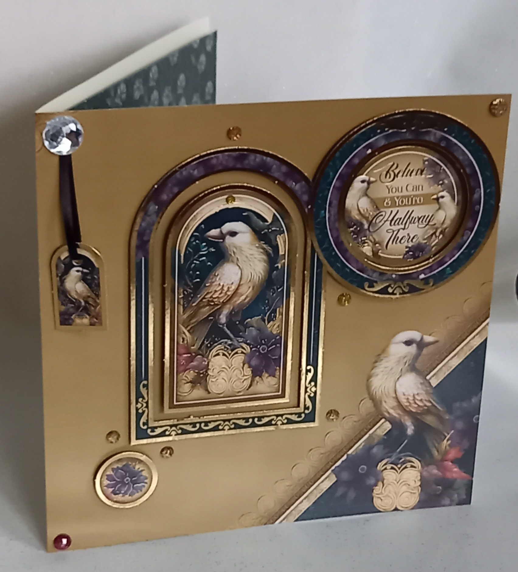 Handmade Raised Foiled White Raven Birthday/inspirational Card,large ...