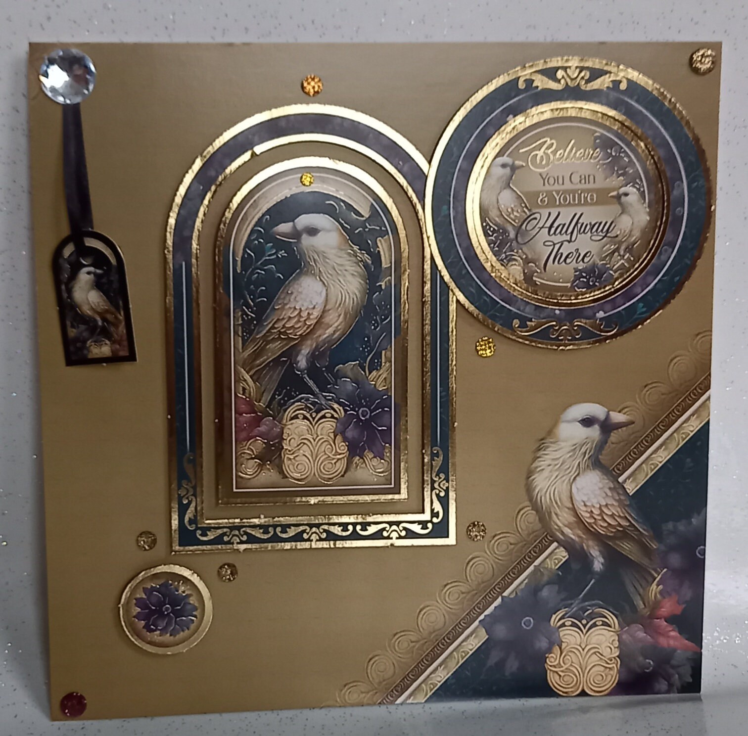 Handmade Raised Foiled White Raven Birthday/inspirational Card,large ...